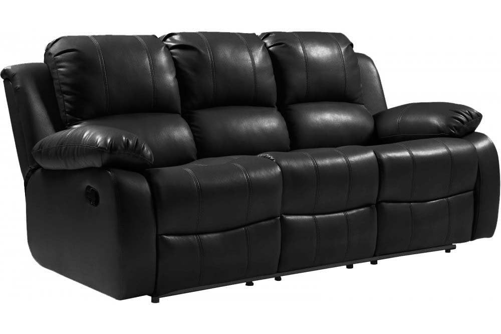 Outlet Valencia Black 3 Seater Recliner Sofa | Ex-Display – Furniture ...